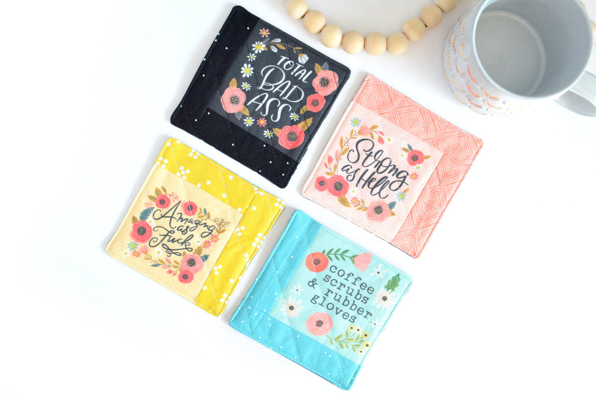 *Sweary* Coaster Set - Coffee & Scrubs – Sew&Tell Handmade