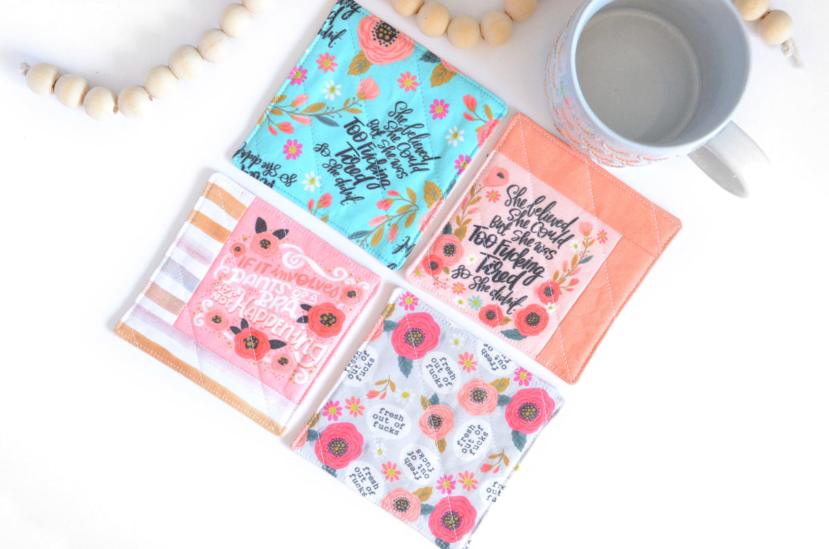 Sweary "Too Tired" Coaster Set – Sew&Tell Handmade
